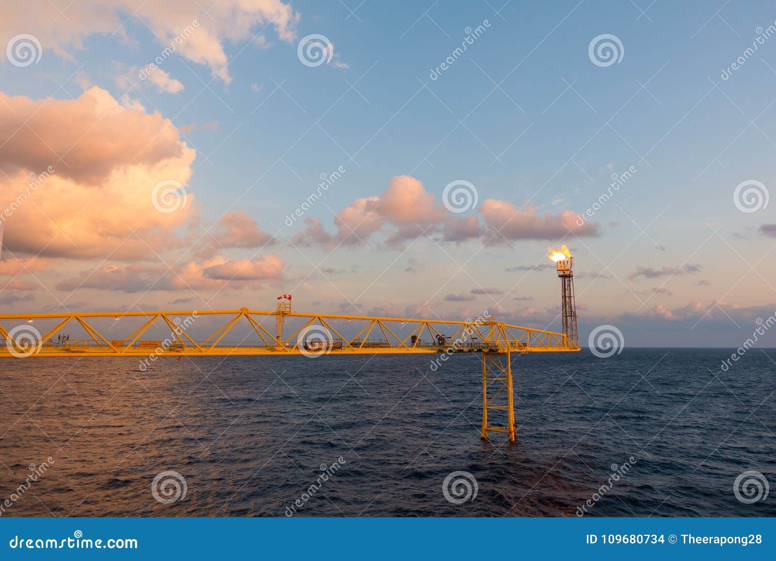 Flare Stack and Flare Bridge while Burning Toxic Gas and Release Stock ...