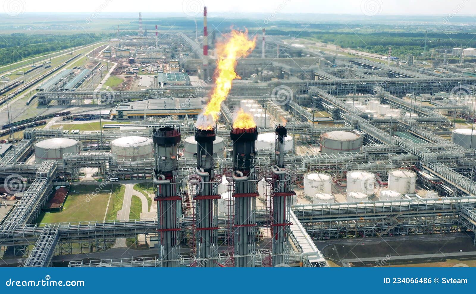 Flare Stacks and Facilities of the Petroleum-processing Plant Stock ...