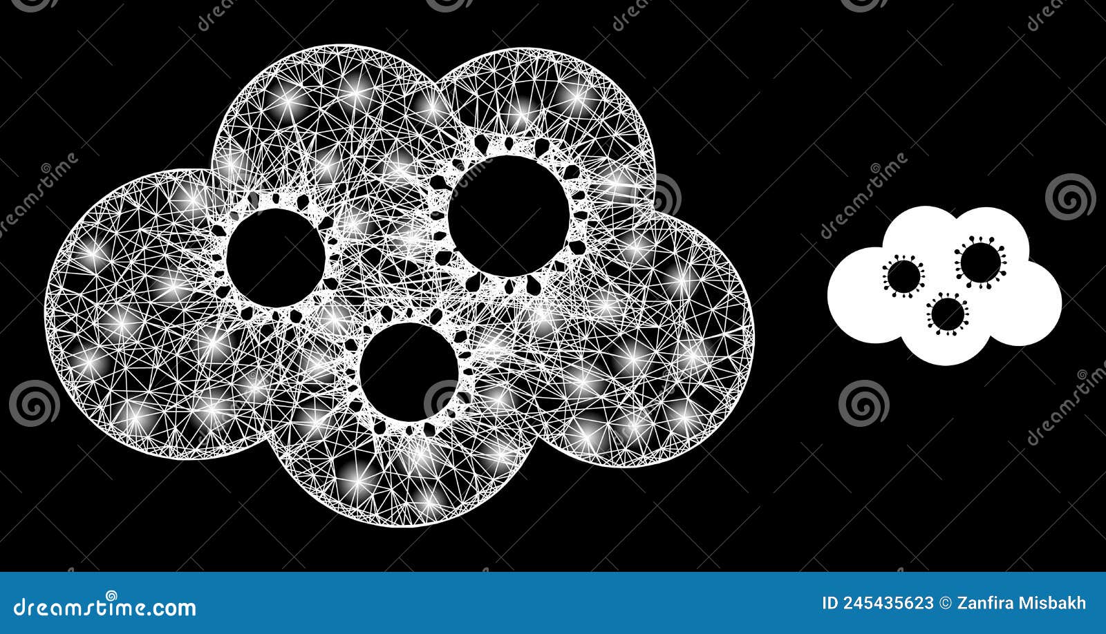 Flare Web Model Virus Cloud with Colored Light Spots Stock Vector ...