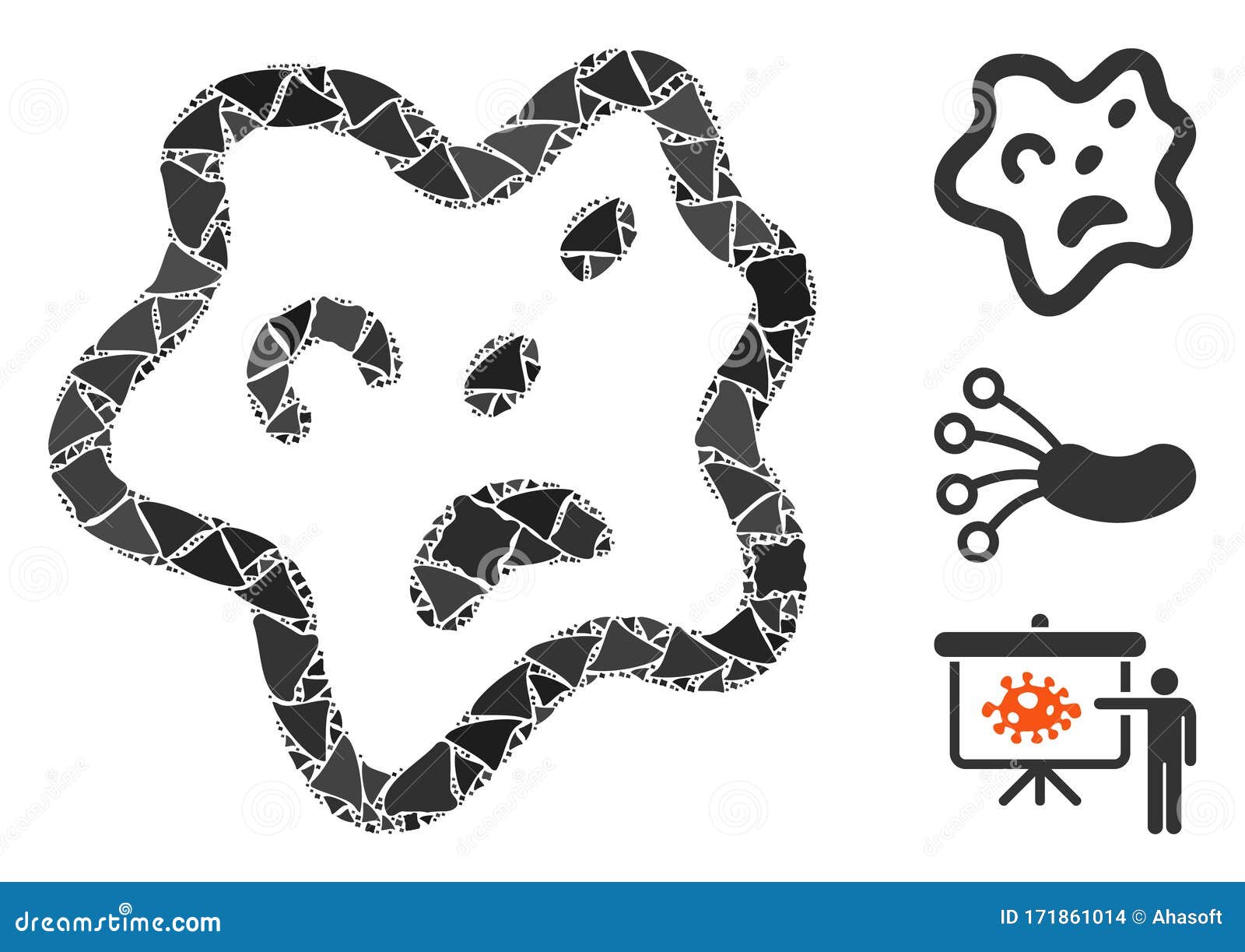 Bright Mesh 2D Bacteria With Flash Spots Vector Illustration ...