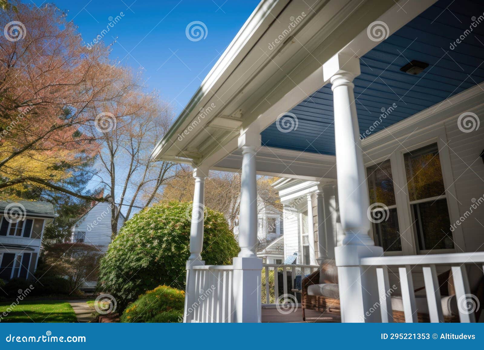 Flared Eave of a Dutch Colonial, Porch Visible Beneath Stock Image ...