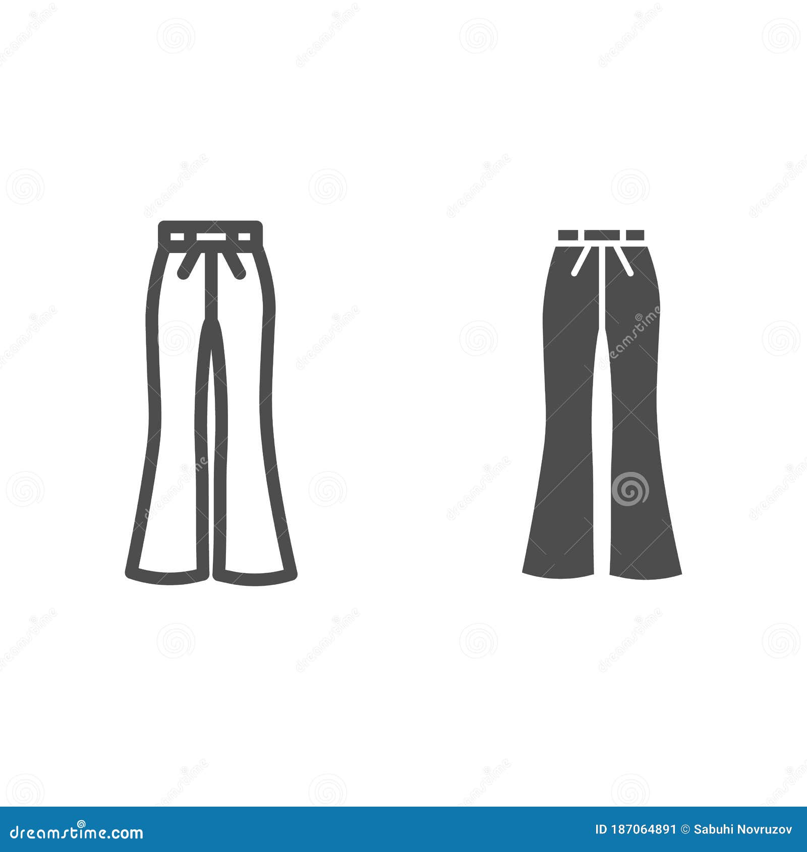 Flared Pants Line And Solid Icon, Clothes Concept, Retro Pants Sign On ...