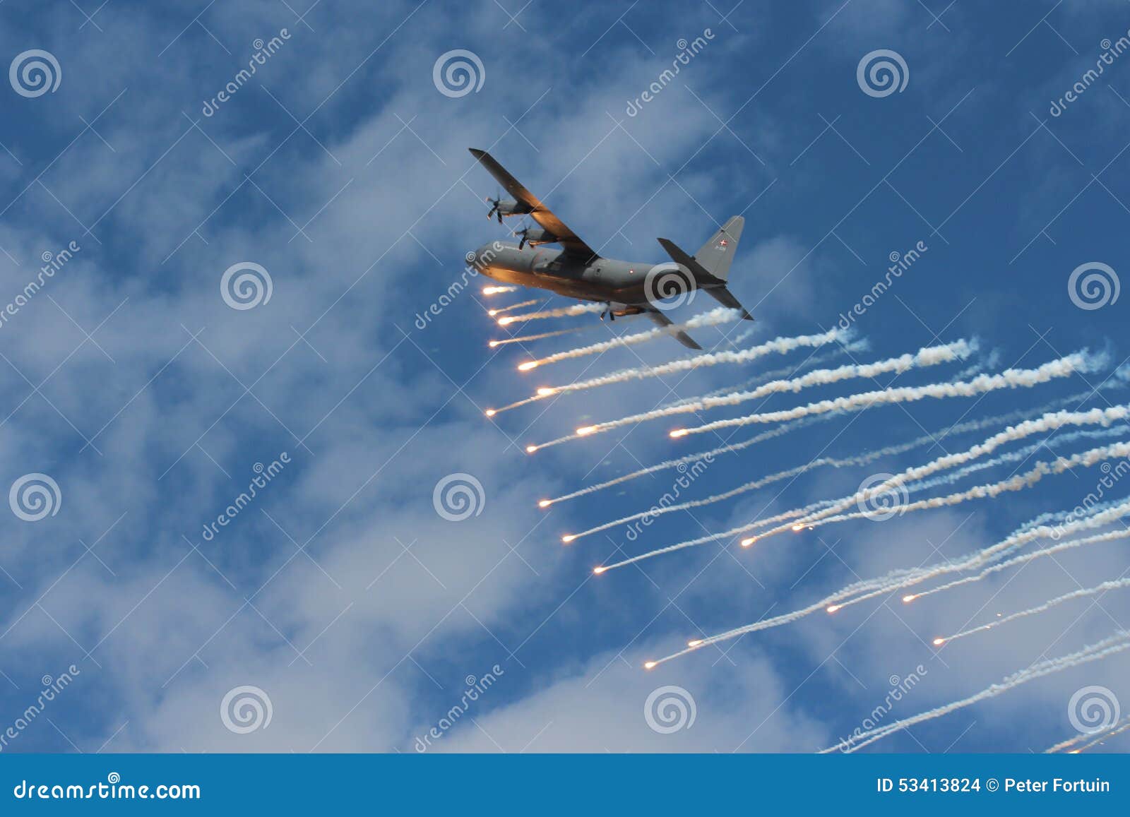Hercules Plane Dropping Flares Editorial Stock Image - Image of ...