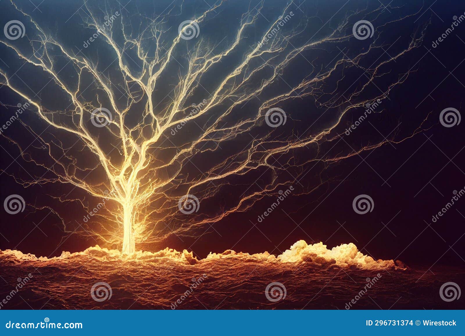 Flash of AI-generated Lightning Above Clouds Stock Illustration ...