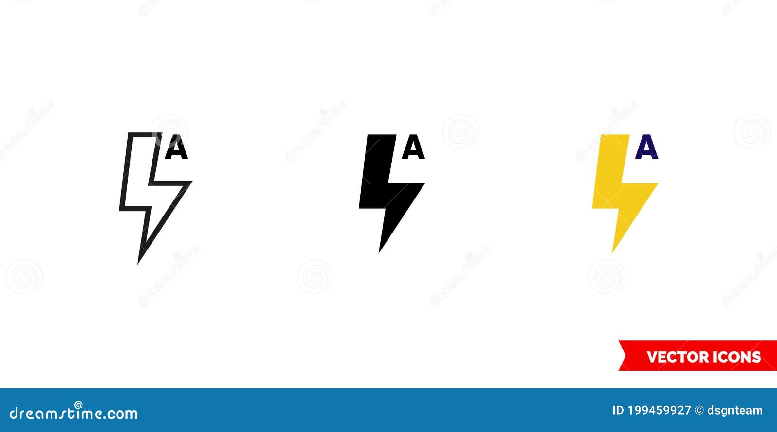 Flash Auto Icon of 3 Types Color, Black and White, Outline. Isolated ...