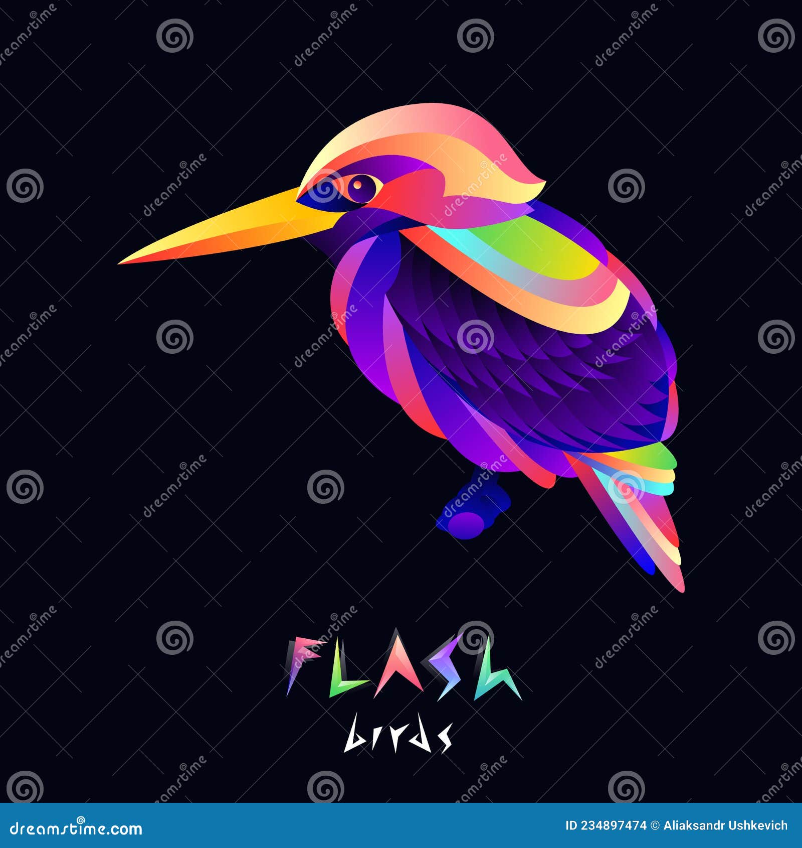 Flash bird illustration stock vector. Illustration of flash - 234897474