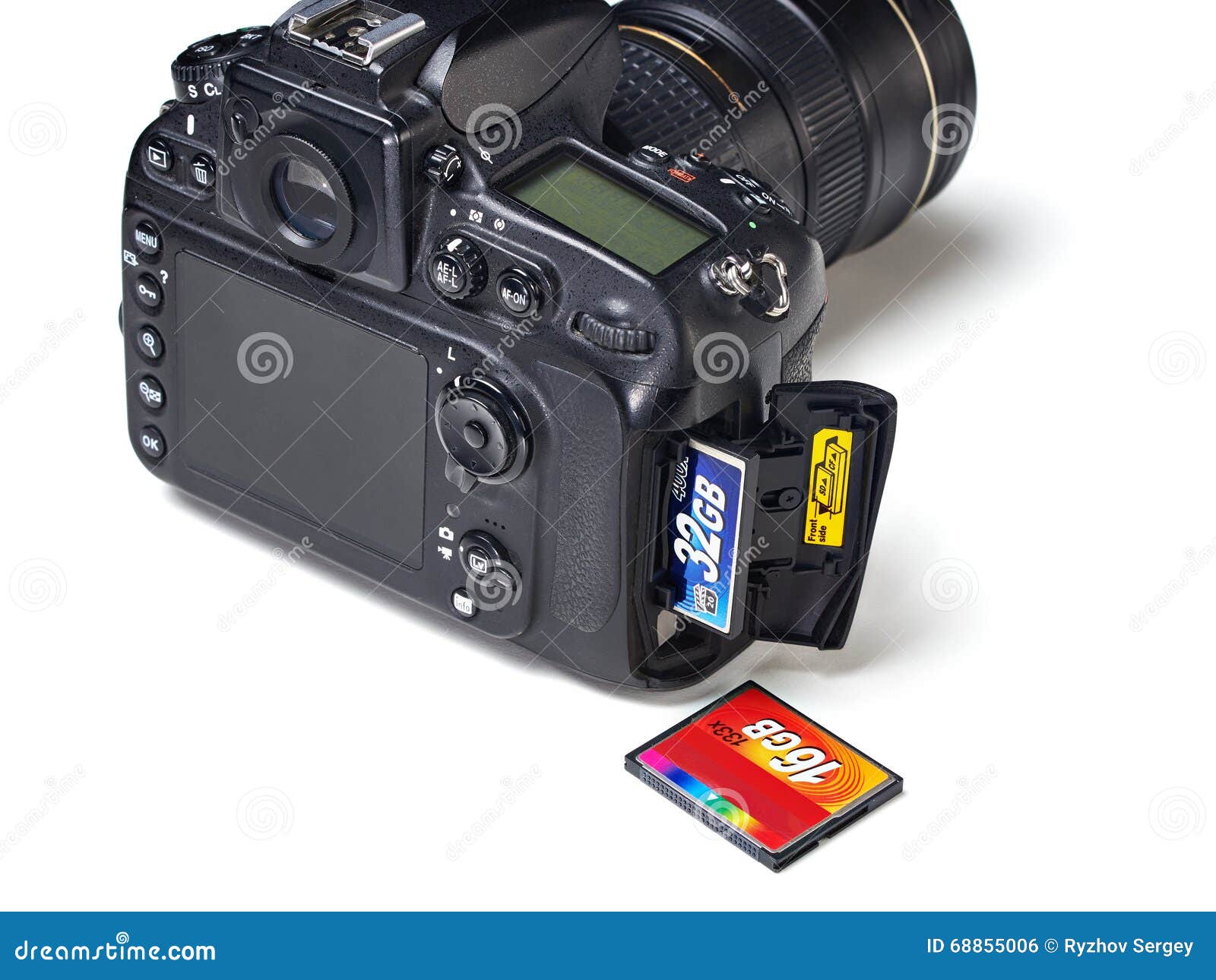 Flash Card CF and DSLR Camera Isolated Stock Photo - Image of card ...