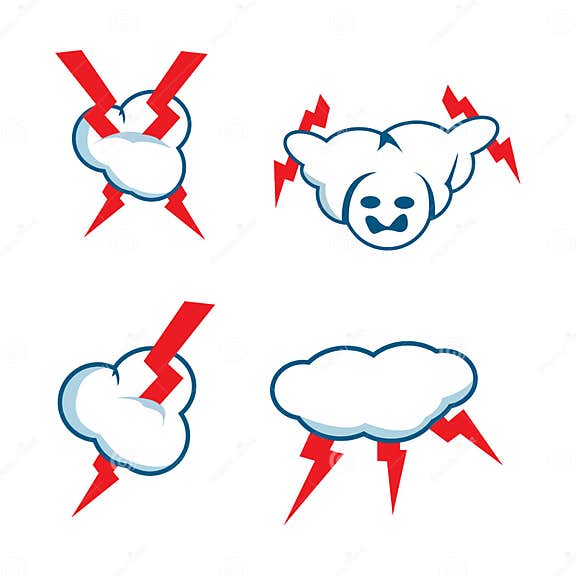 Flash cloud icon set stock vector. Illustration of lines - 89491453