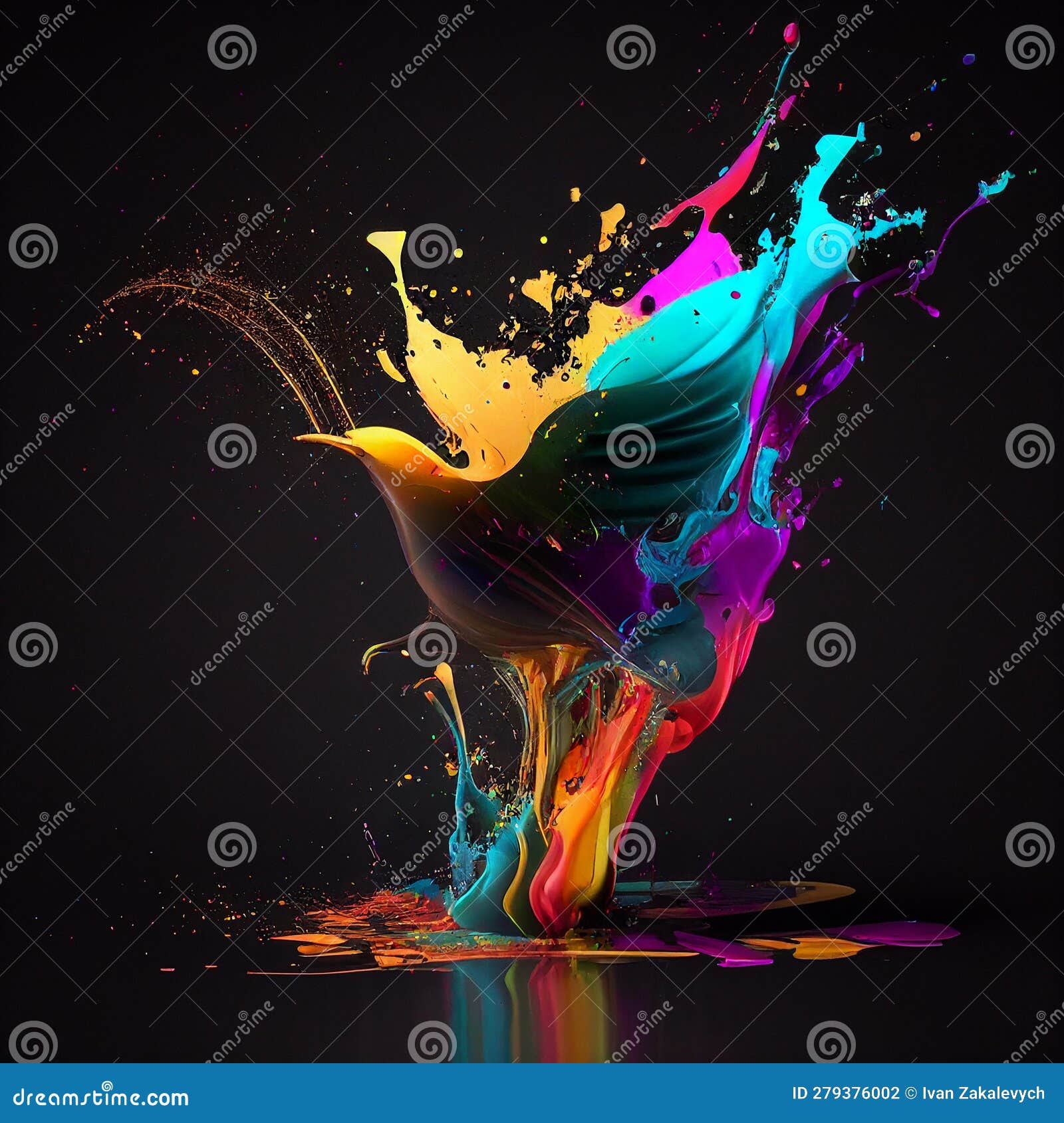 A Flash of Colors from Which a Bird Flies Out Illustration. AI ...