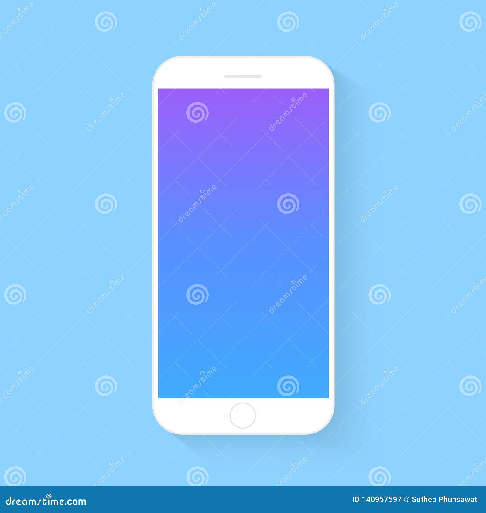 Flash Design with Long Shadow the Smart Phone with Blank Screen ,vector ...