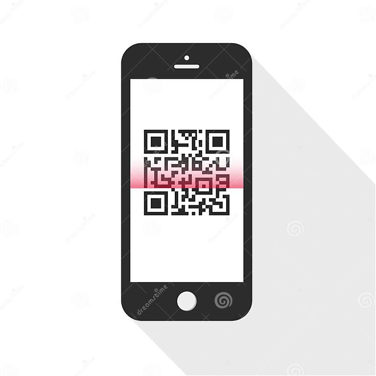 Flash Design with Long Shadow the Smart Phone with QR Code on Screen ...