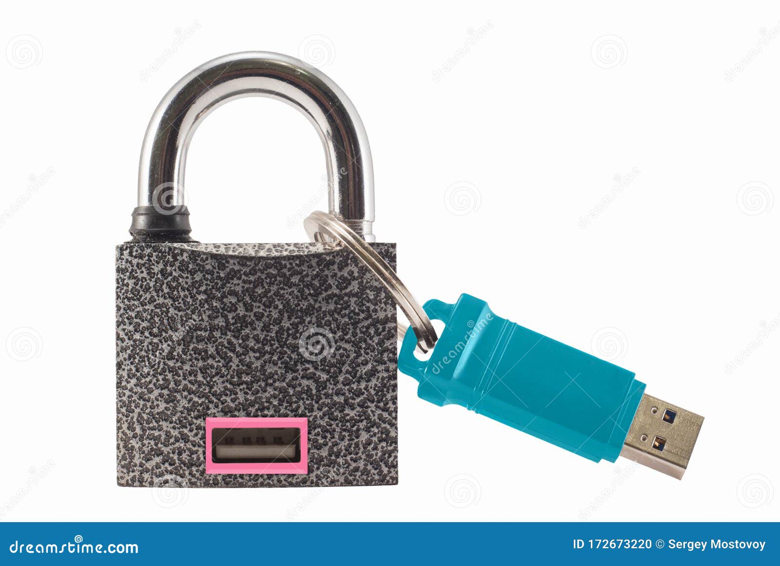 Flash Drive and Closed Lock. Encryption and Data Security Stock Photo ...