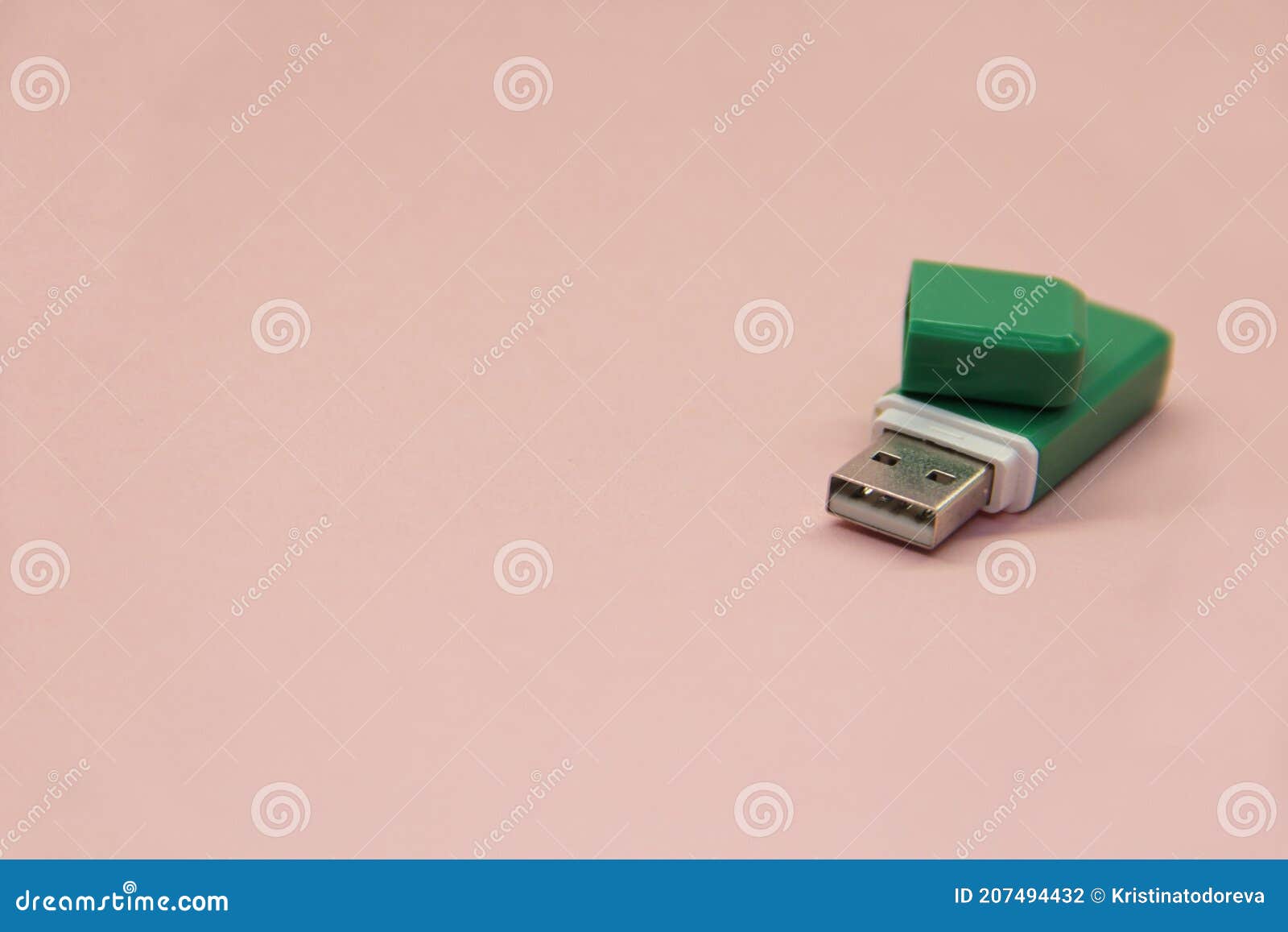 Green USB Flash Drive with Open Lid on a Light Background Stock Photo ...