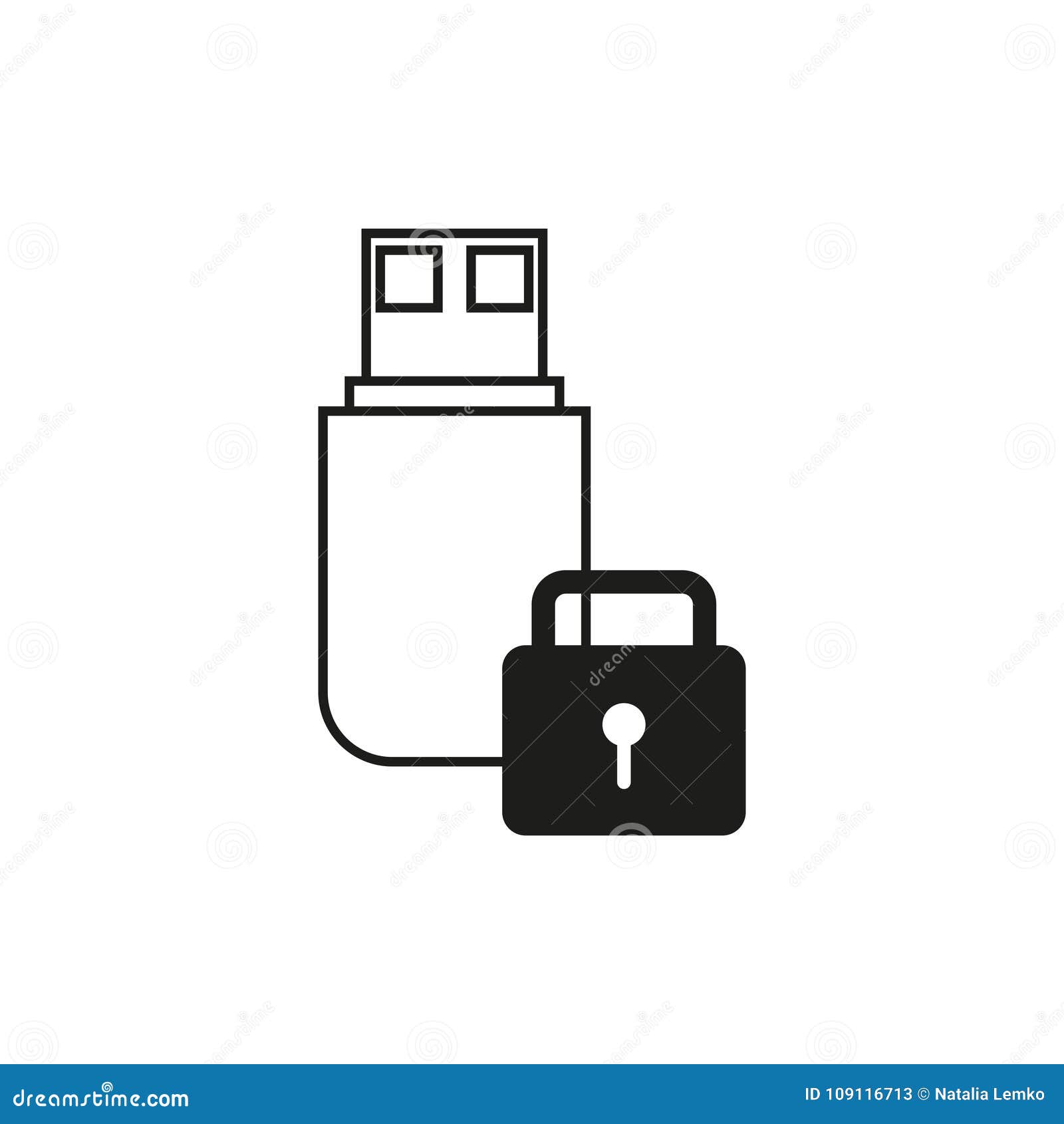 Flash drive lock icon stock vector. Illustration of save - 109116713
