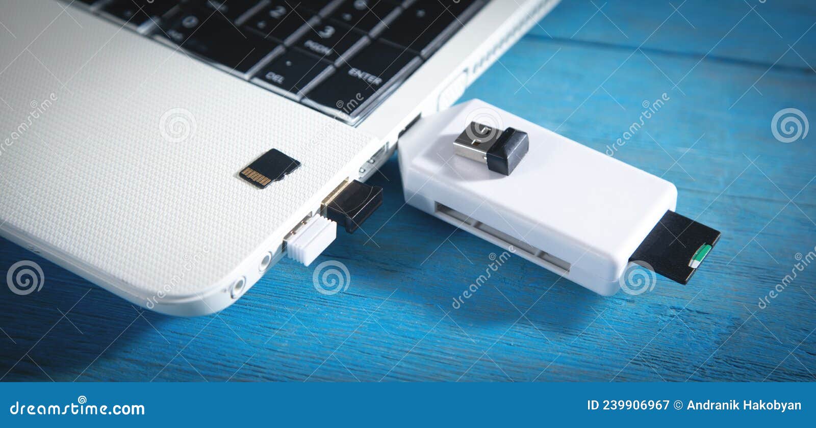 Flash Drive and Memory Cards on the Computer Keyboard Stock Image ...