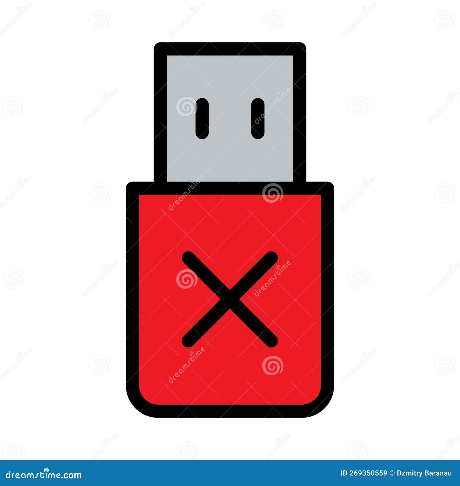 Flash Drive Remove Icon Line Isolated on White Background. Black Flat ...
