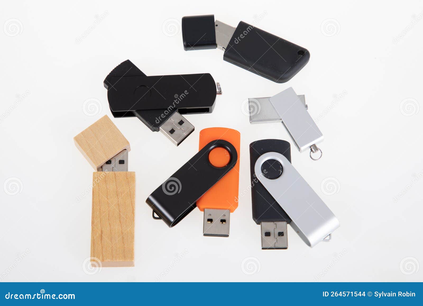 Flash Drive Several Usb Keys of Different Size Models on White ...
