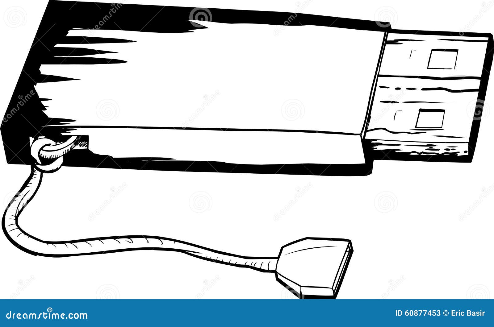 Flash Drive with String Outline Stock Illustration - Illustration of ...