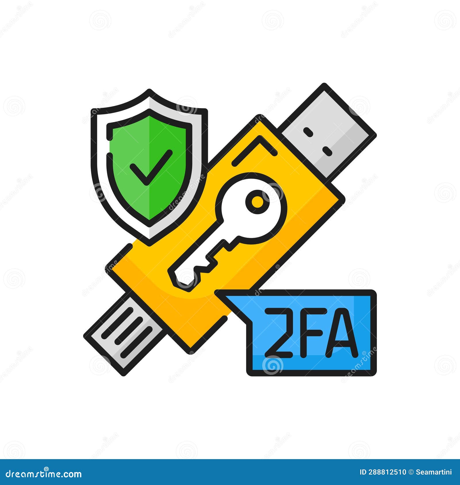 Flash Drive Two Step Verification Info Protection Stock Vector ...