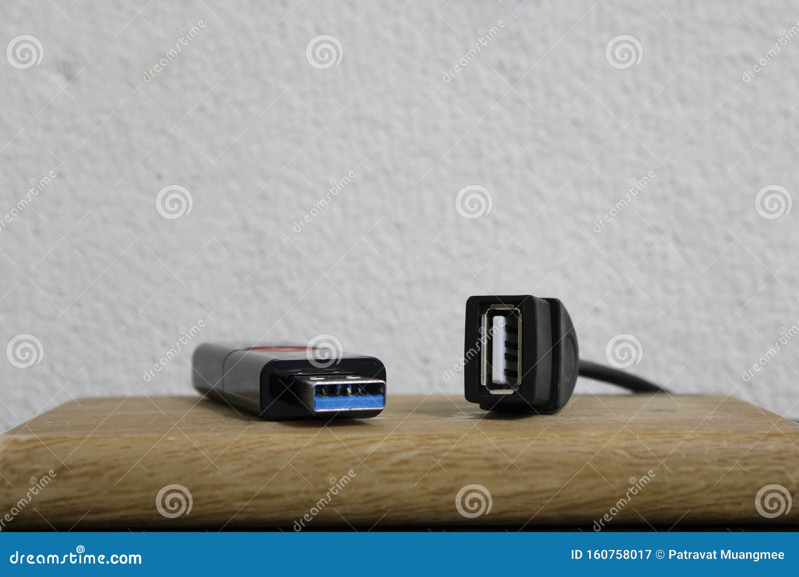 Flash Drive and Usb Port Placed on Table. Stock Image - Image of table ...