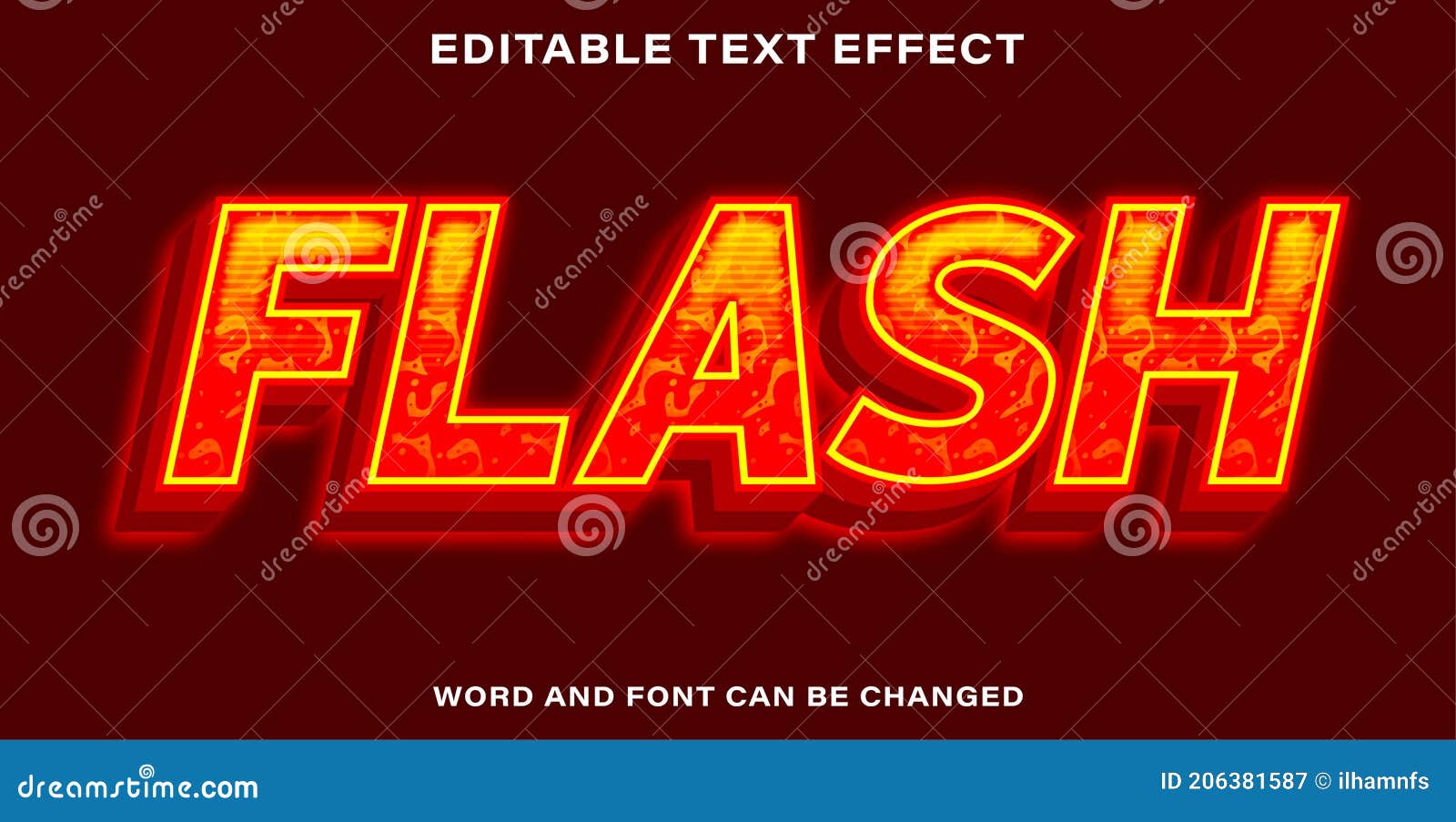 Flash editable text effect stock vector. Illustration of logo - 206381587