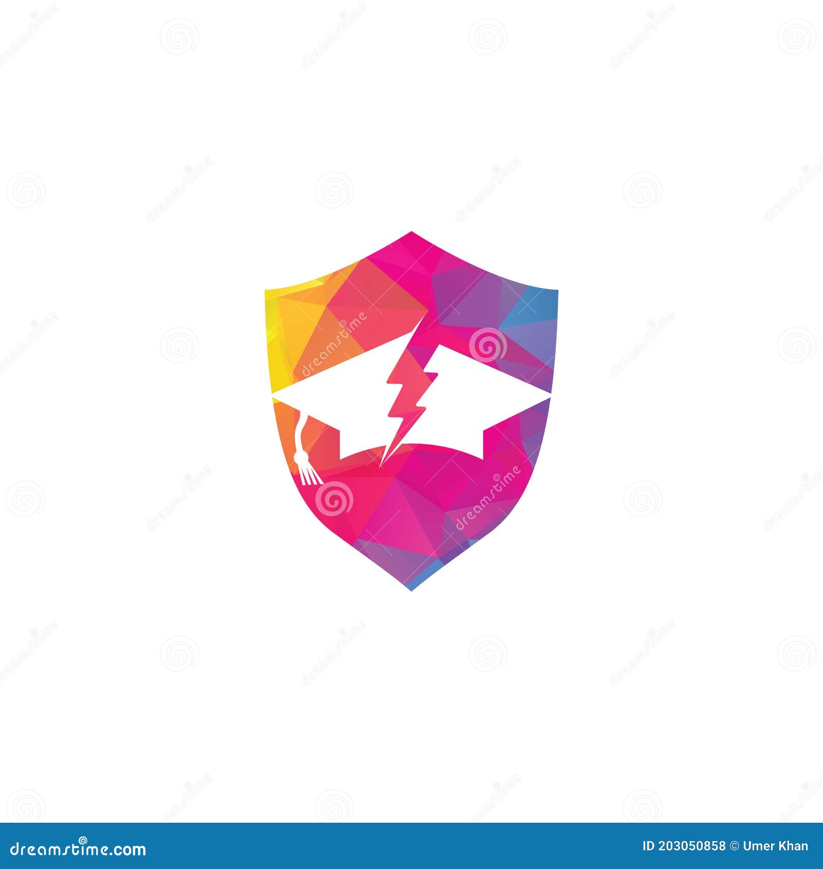 Flash Education Cap Shield Shape Concept Vector Logo Stock Vector ...