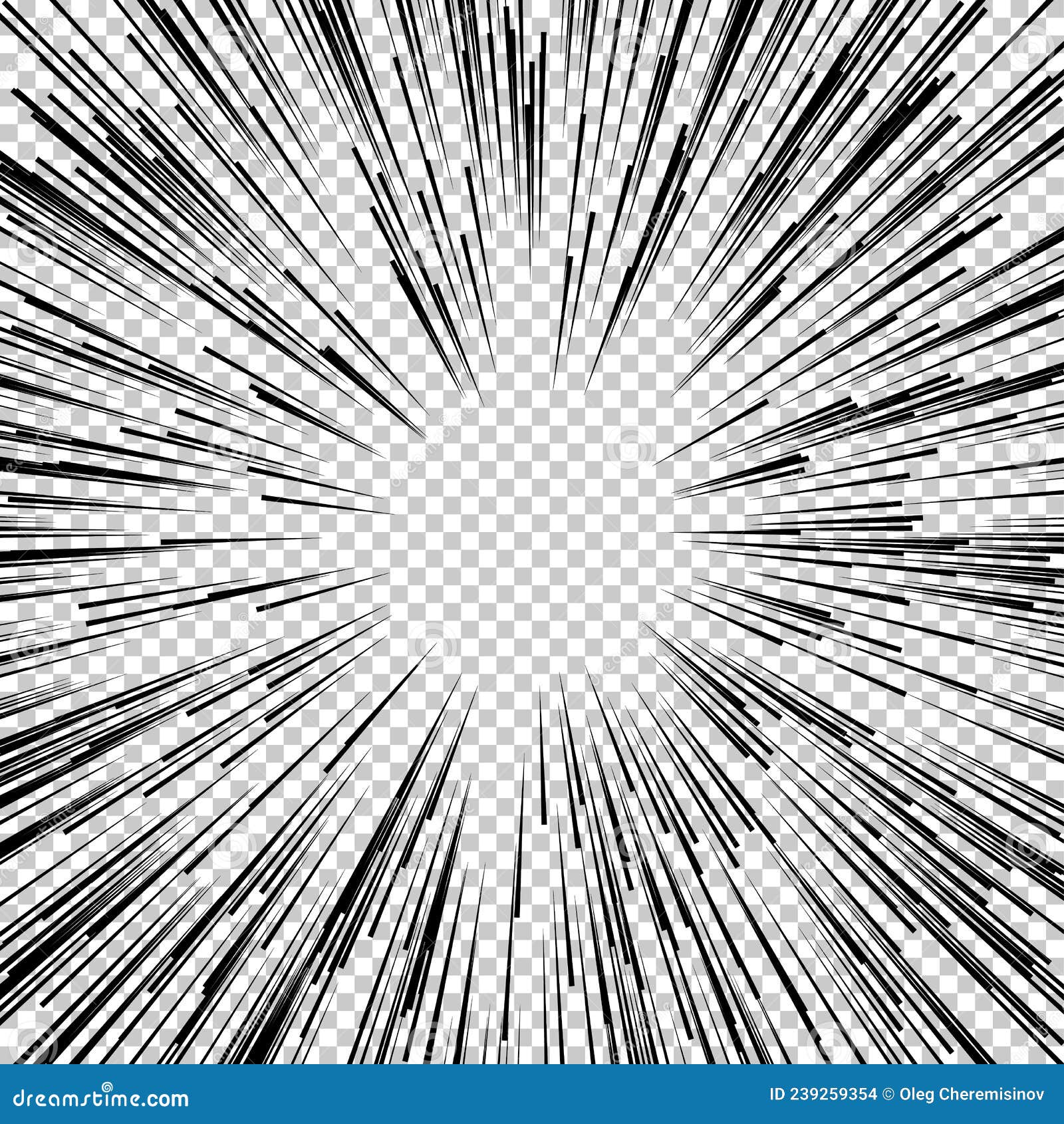 Flash Explosion Radial Lines In Comic Book Or Manga Style Isolated On ...