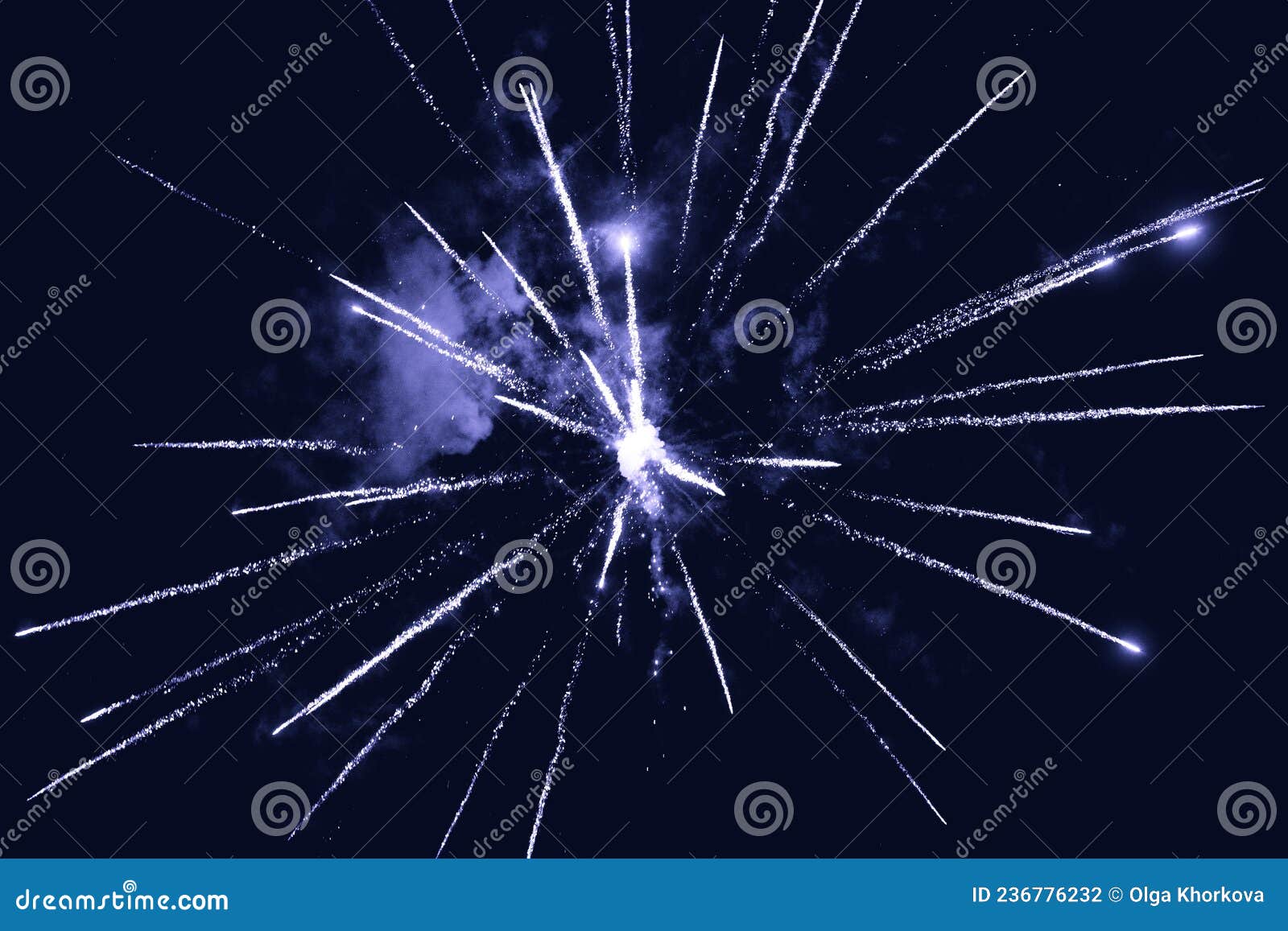 A Flash of Fireworks in a Dark Sky. Toned Image Stock Photo - Image of ...