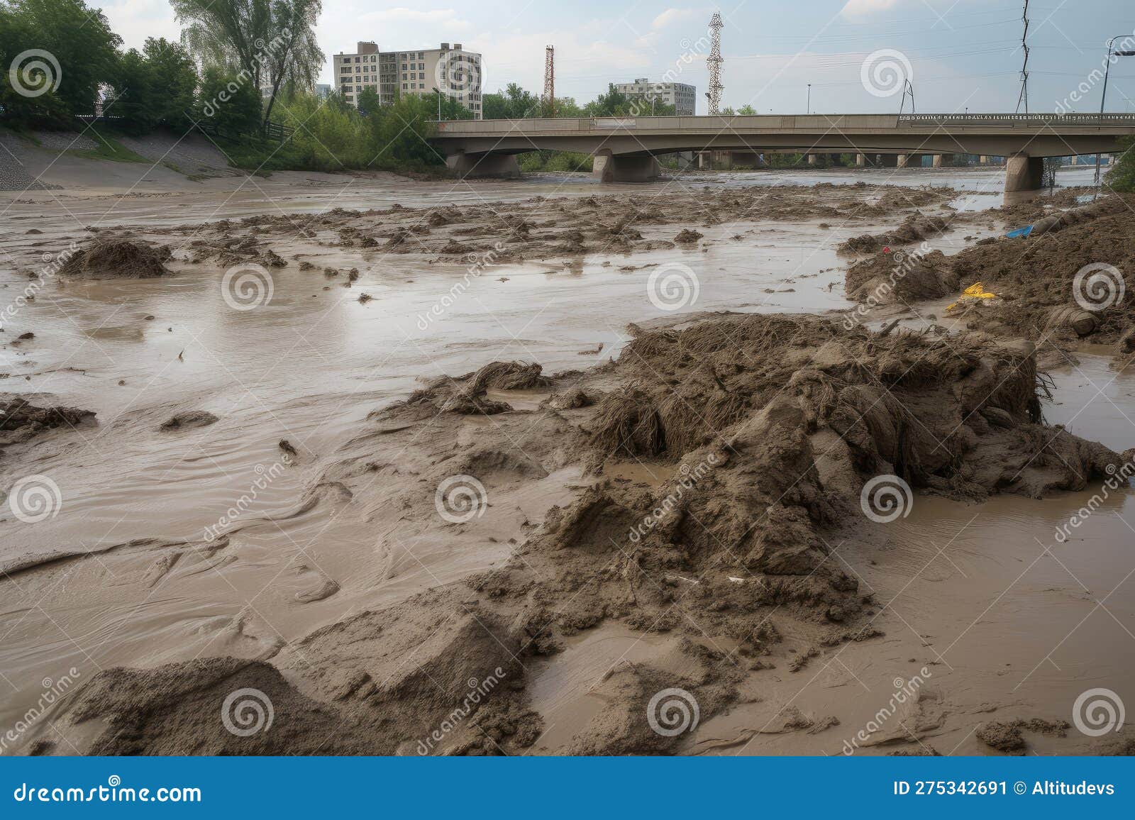Flash Flood Brings Debris, Mud and Other Pollutants into River Stock ...