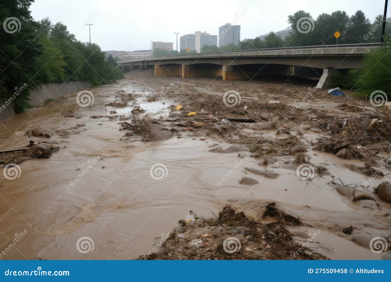 Flash Flood Brings Debris, Mud and Other Pollutants into River Stock ...