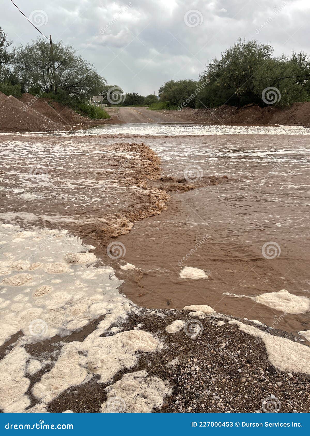 Flash Flood On A Rural Arizona Road Stock Image Image Of Water Risk