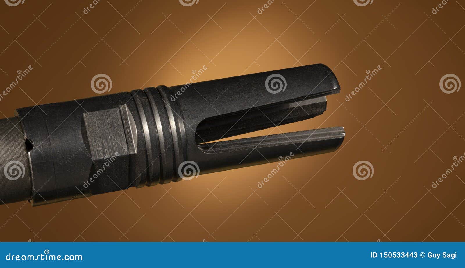 Flash hider on brown stock image. Image of assault, barrel - 150533443