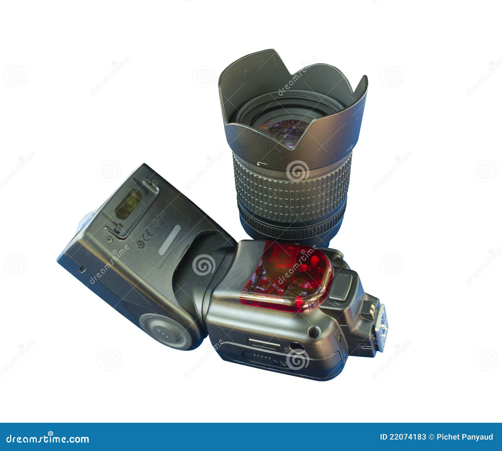Flash & Lens for Dslr Camera Stock Image - Image of mono, photographic ...