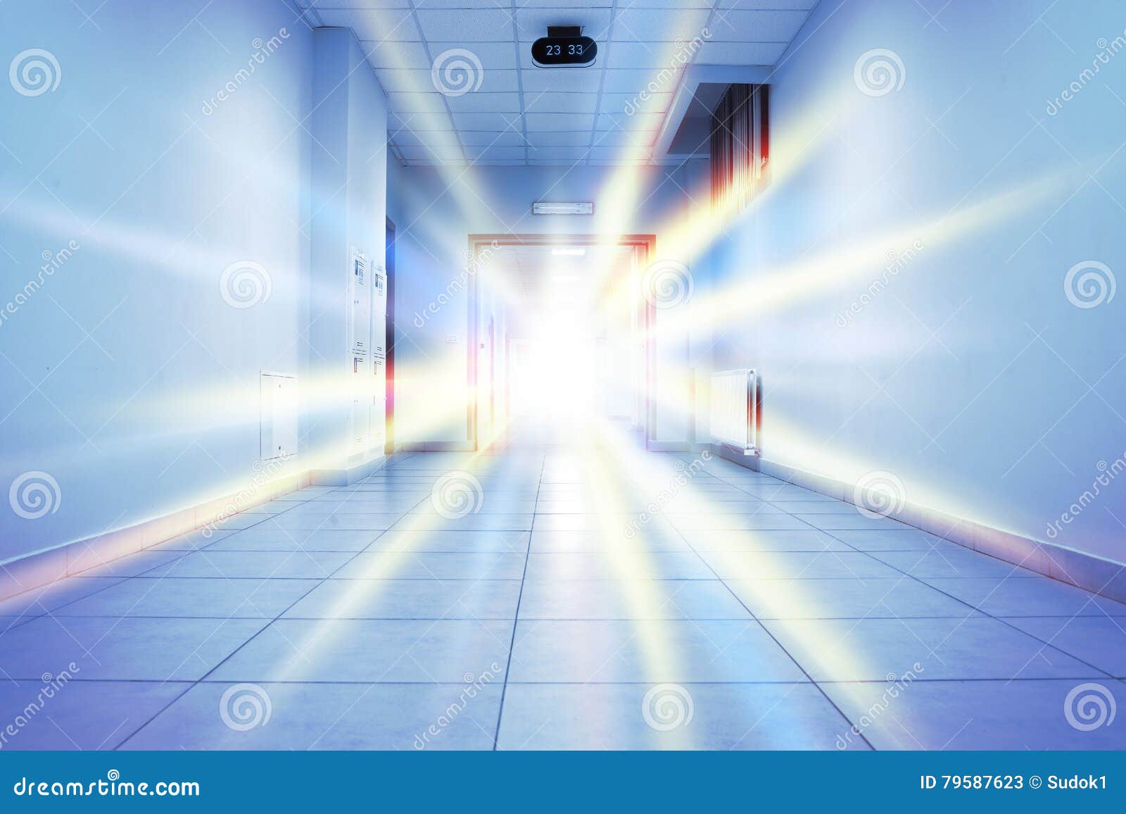 Flash of Light in the Hallway of a Public Building Stock Image - Image ...