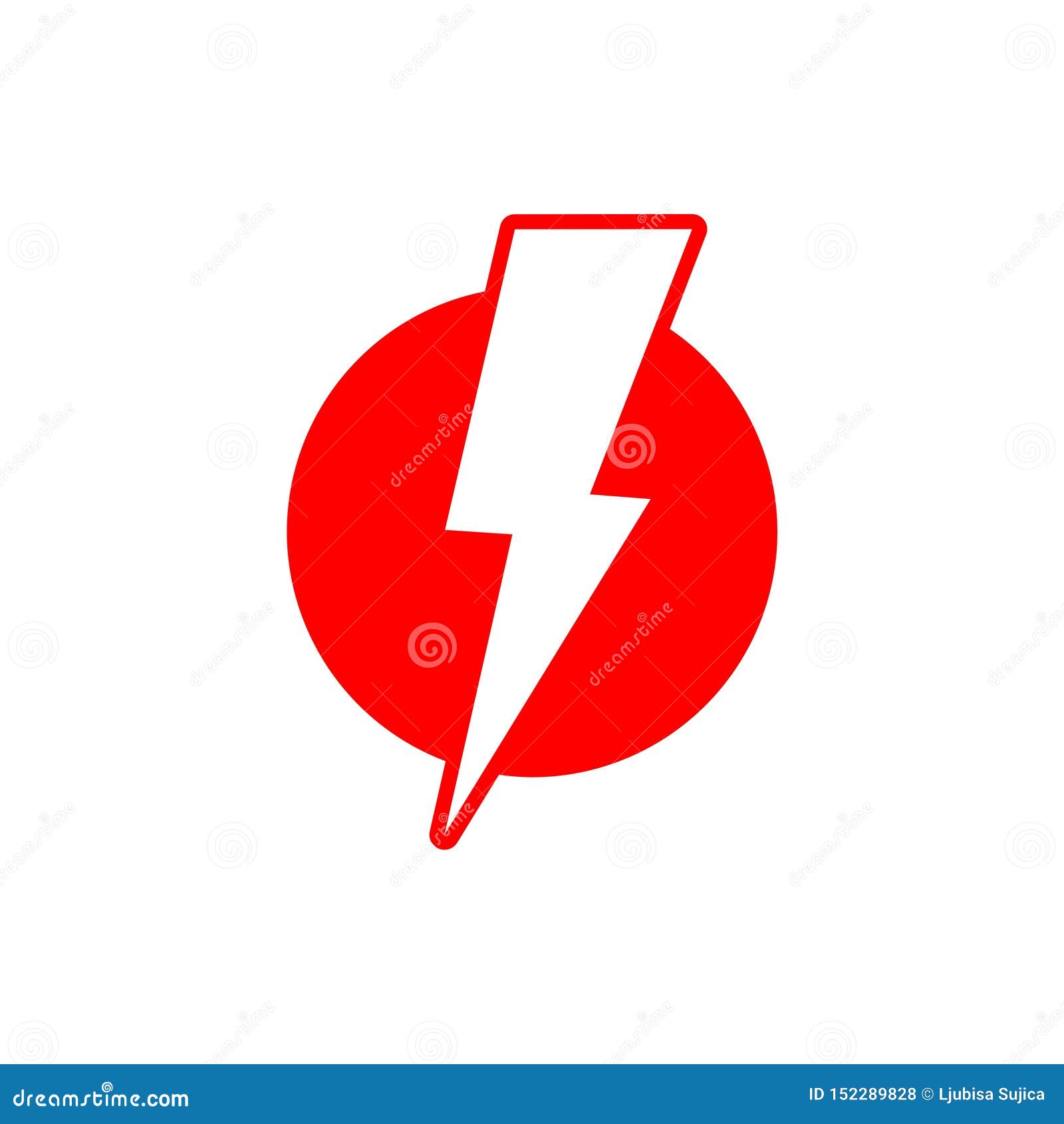 Flash Lightning Bolt on Red Circle Logo Design Template Stock ...