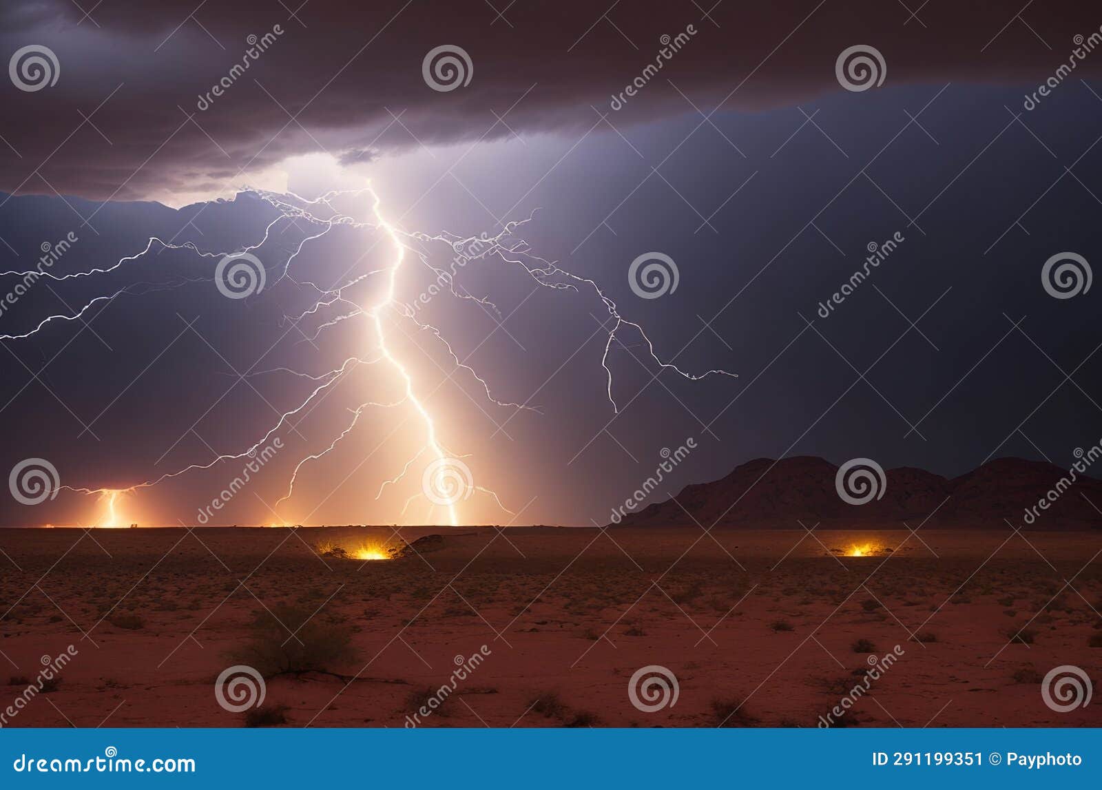 Flash of Lightning on a Dark Background. Stock Image - Image of nature ...