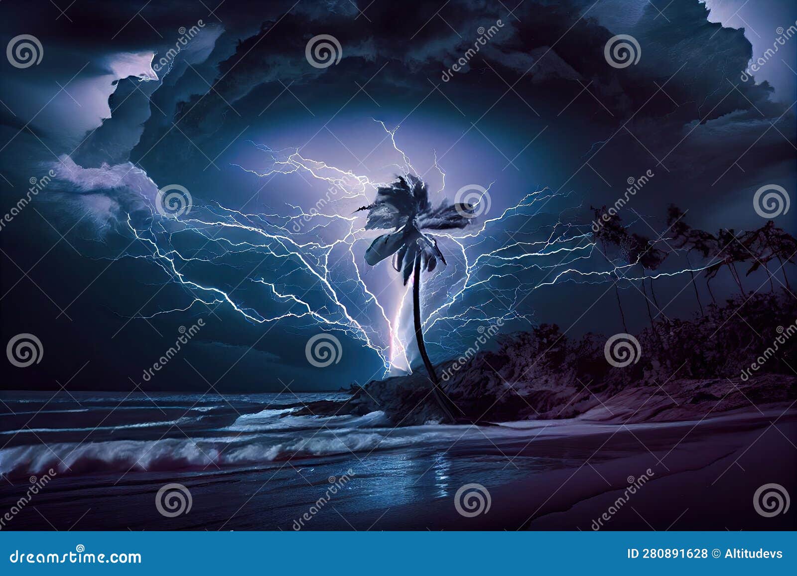 Flash of Lightning in the Eye of Tropical Cyclone Stock Photo - Image ...