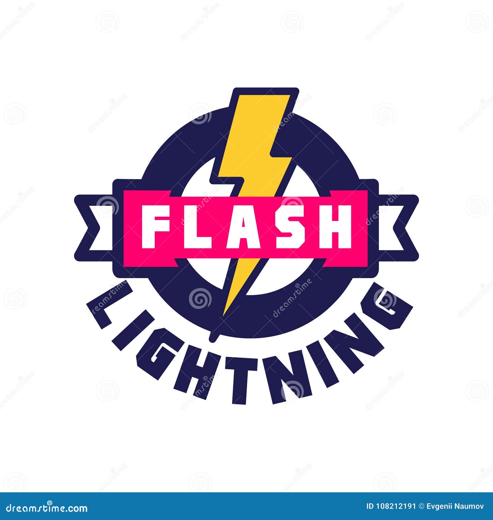 Flash Lightning Logo, Badge with Lightning Symbol, Design Element for ...
