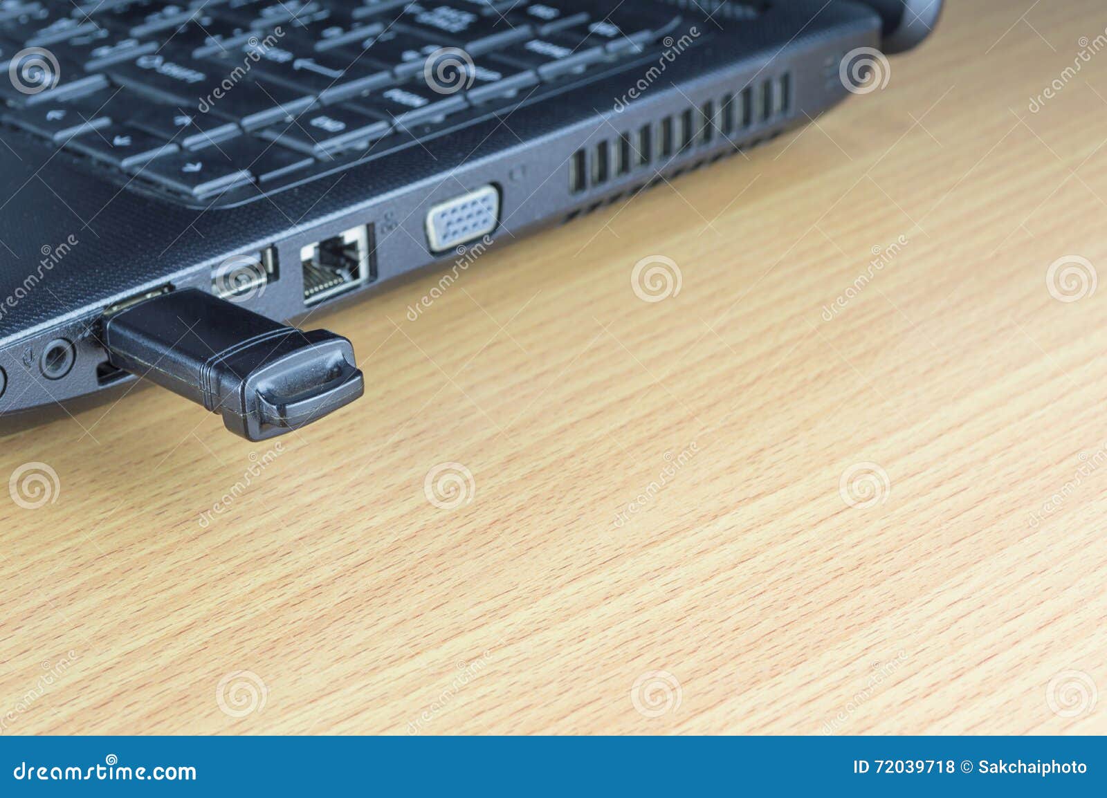 Flash Memory Drive Plugged into a Laptop Port Stock Photo - Image of ...