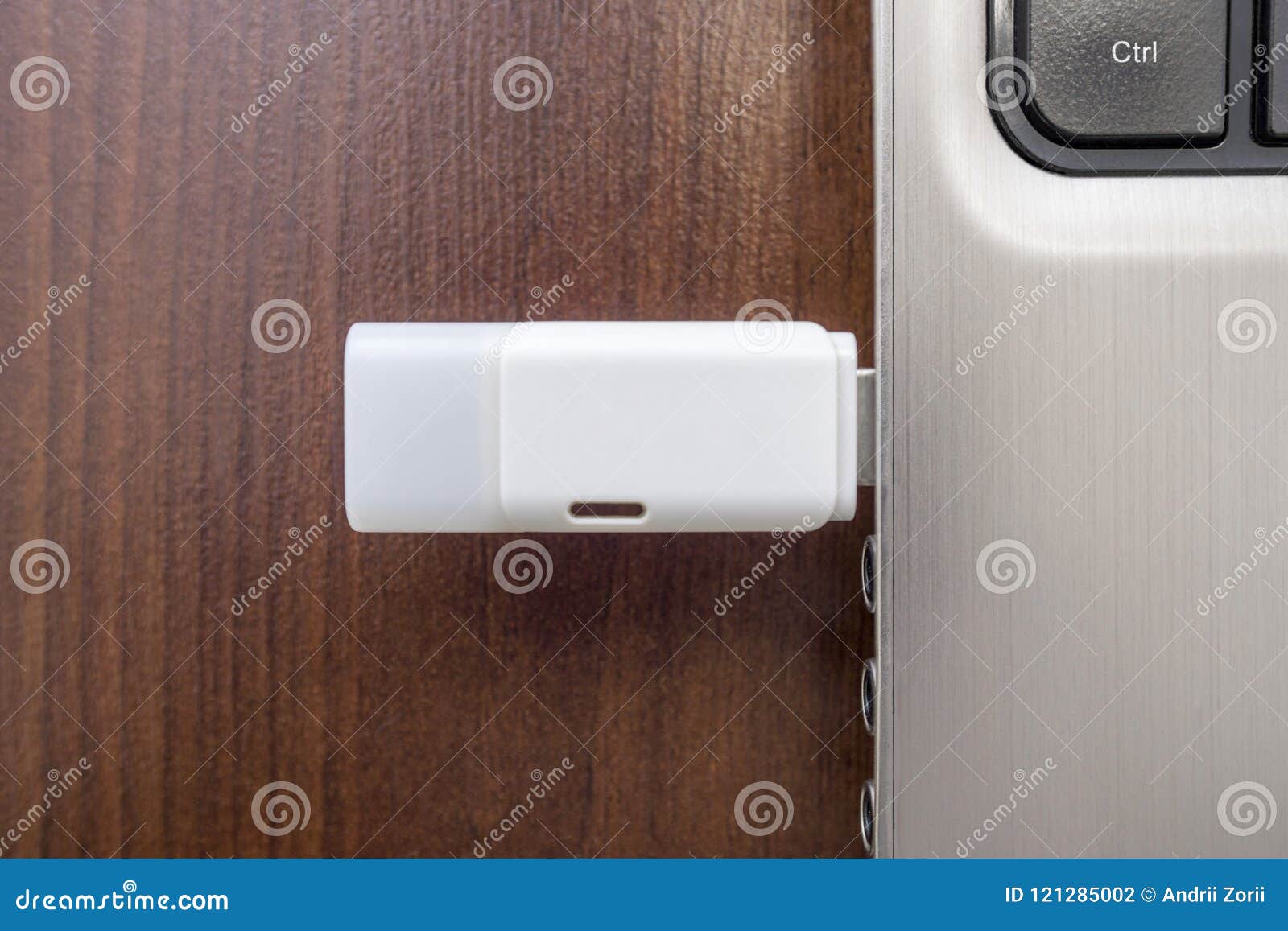 Flash Memory Drive Plugged into a Laptop Port. USB Flash Drive on ...