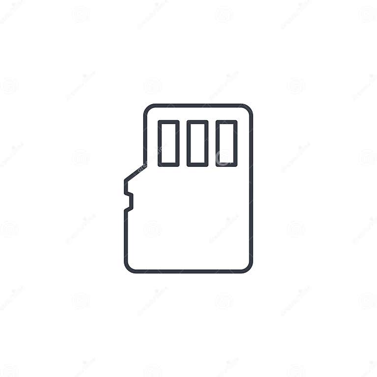 Flash Memory SD Card Thin Line Icon. Linear Vector Symbol Stock Vector ...