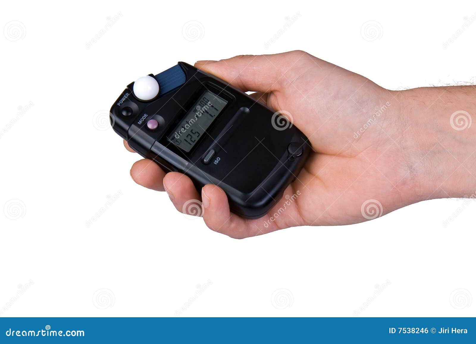 Flash meter in hand stock photo. Image of equipment, black - 7538246