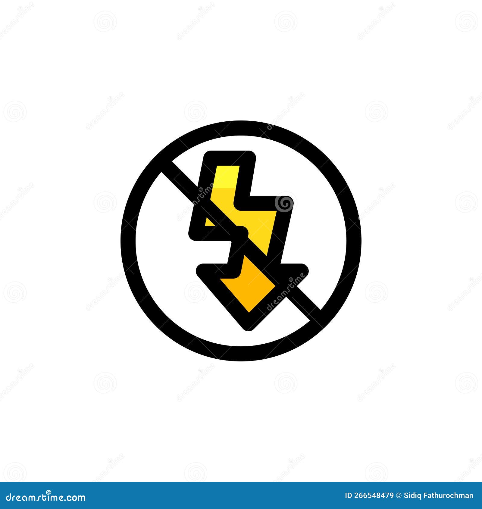 Flash Off Icon stock vector. Illustration of shock, energy - 266548479
