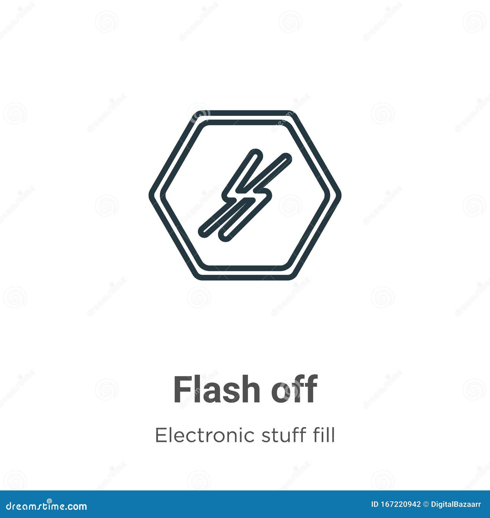 Flash Off Outline Vector Icon. Thin Line Black Flash Off Icon, Flat ...
