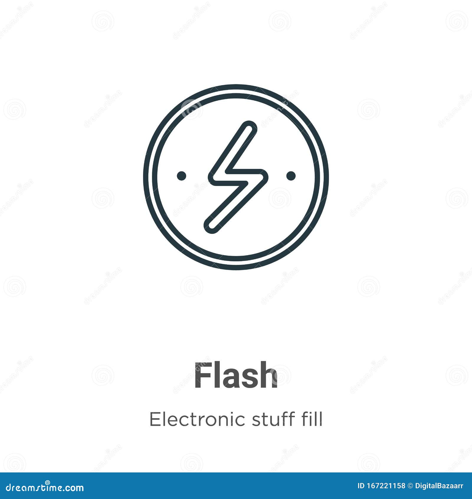 Flash Outline Vector Icon. Thin Line Black Flash Icon, Flat Vector ...