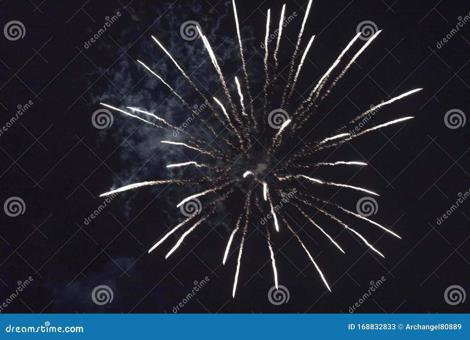 A Flash of Plain White Fireworks. in the Night Sky Stock Image - Image ...