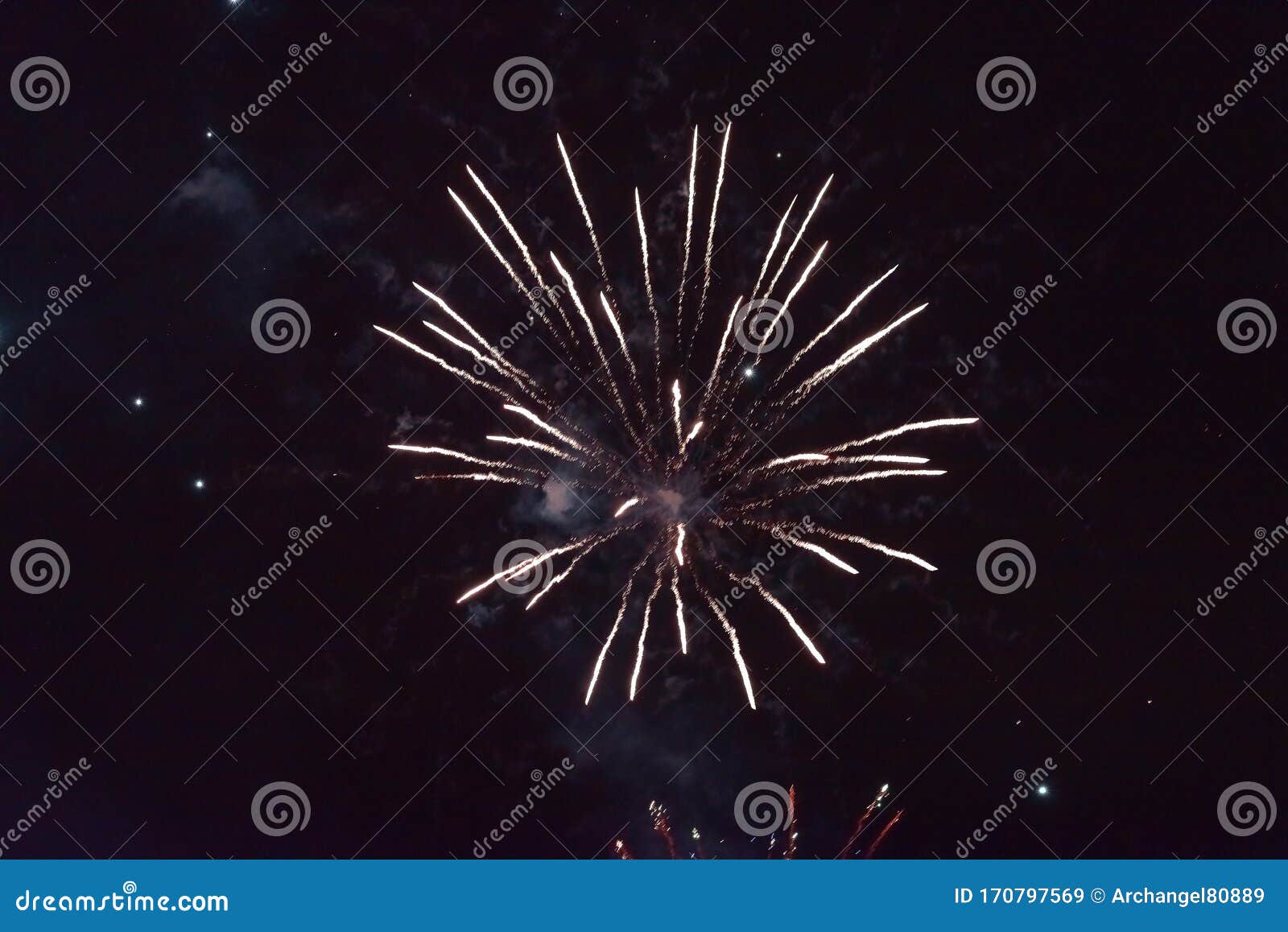 A Flash of Plain White Fireworks. in the Night Sky Stock Image - Image ...