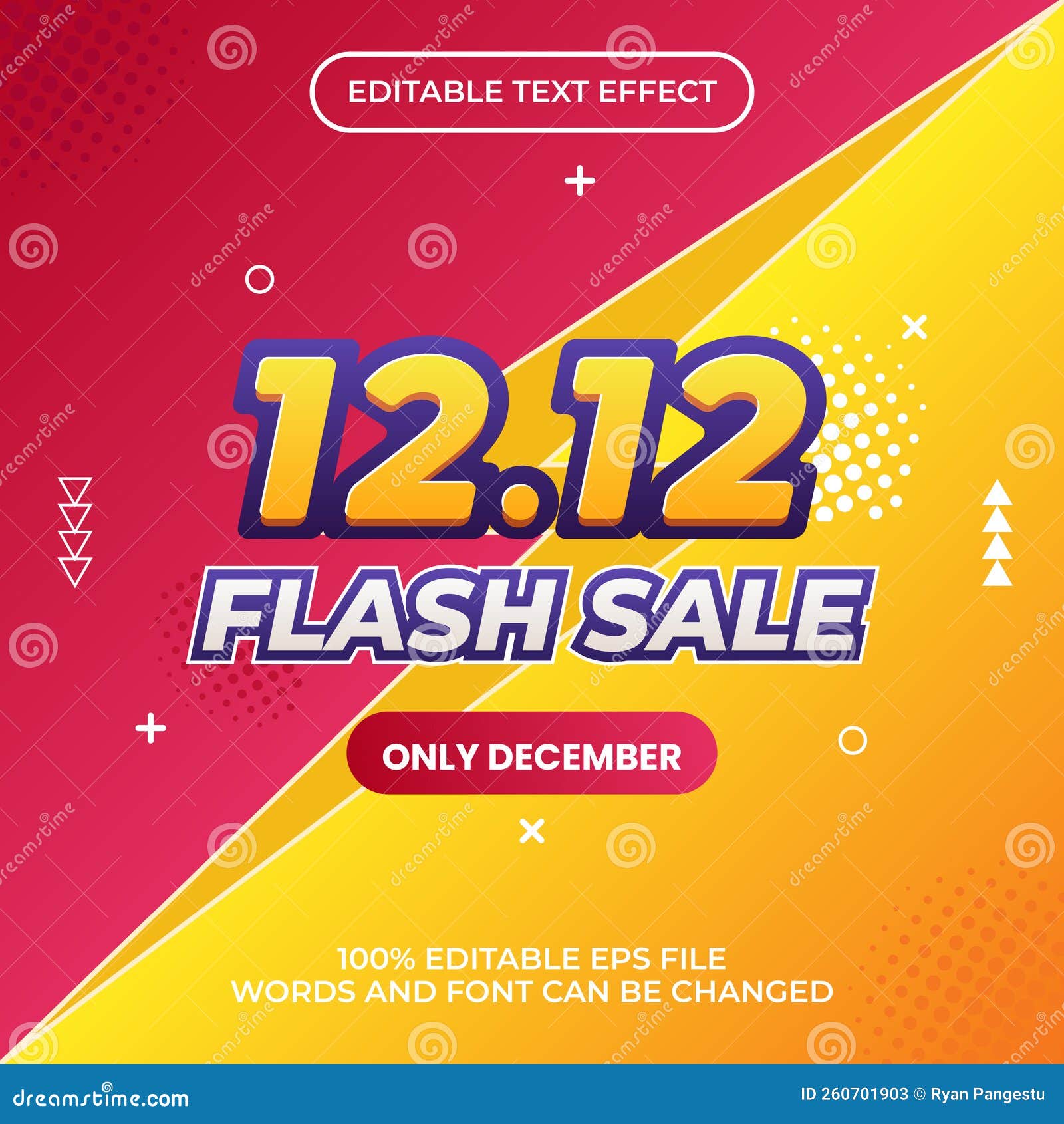 Flash Sale 12.12 Banner Template Stock Vector - Illustration of flash ...