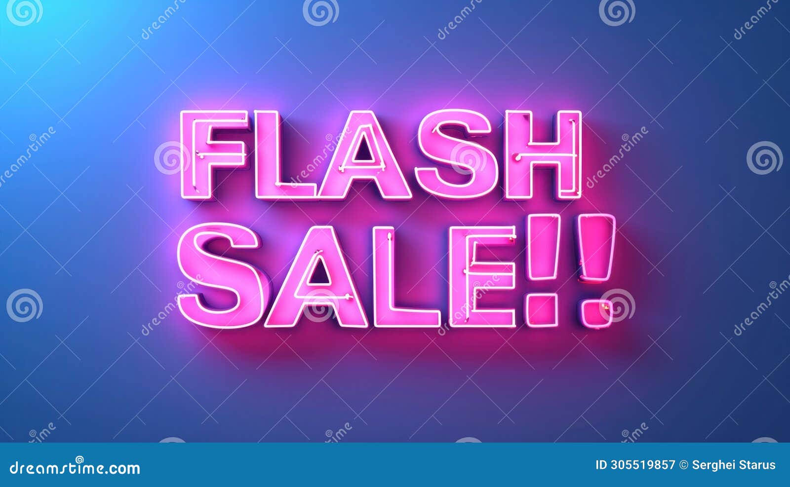 Flash Sale Neon Sign on Blue Background, AI Stock Illustration ...