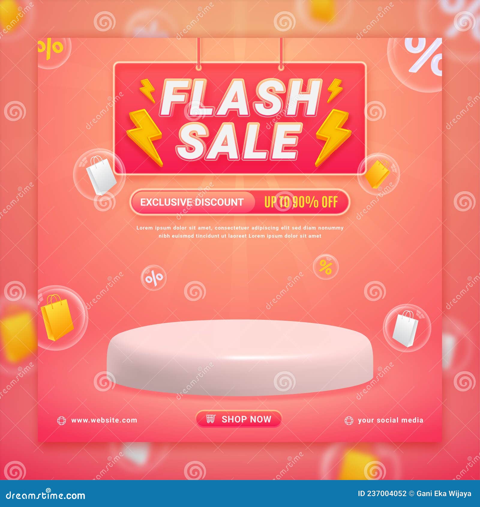 Flash Sale Discount and Promo Square Banner Stock Vector - Illustration ...